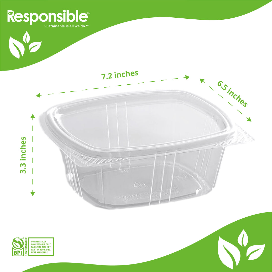 Compostable 32 oz Clear hinged deli containers – Responsible Products